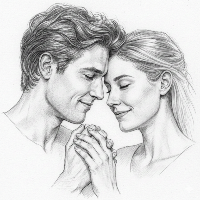 Custom couple sketch gift - Handmade Pencil Portrait