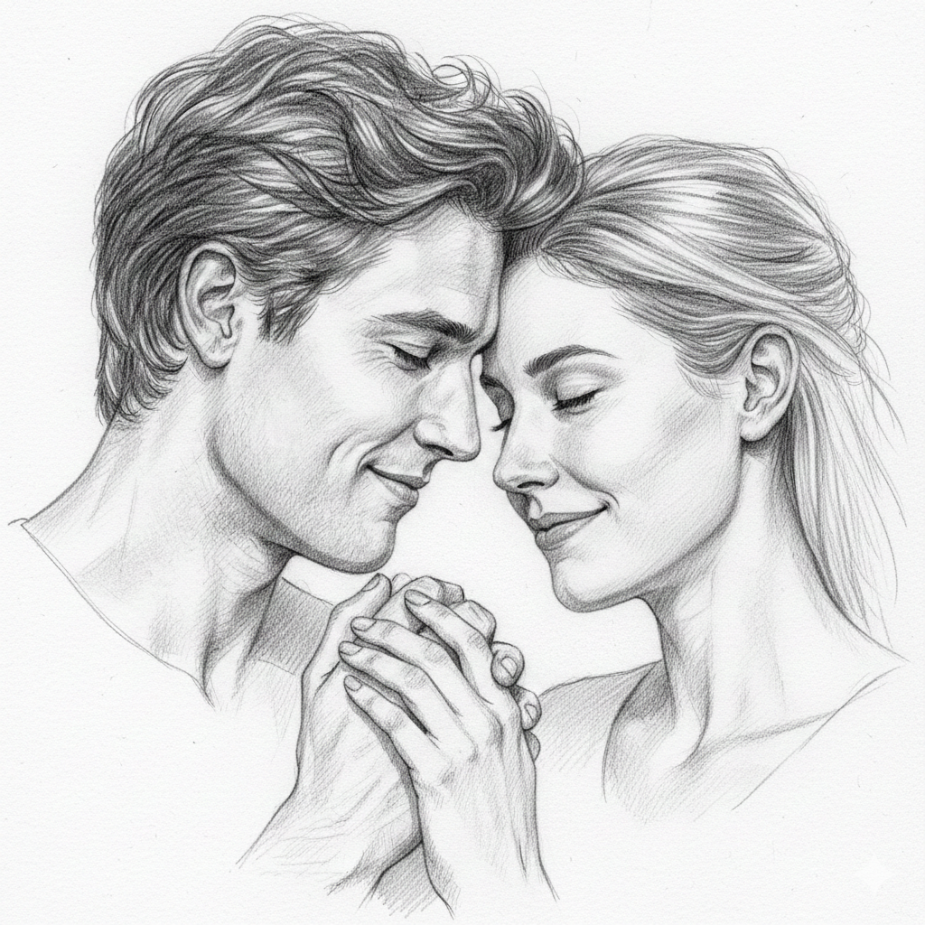 Custom couple sketch gift - Handmade Pencil Portrait
